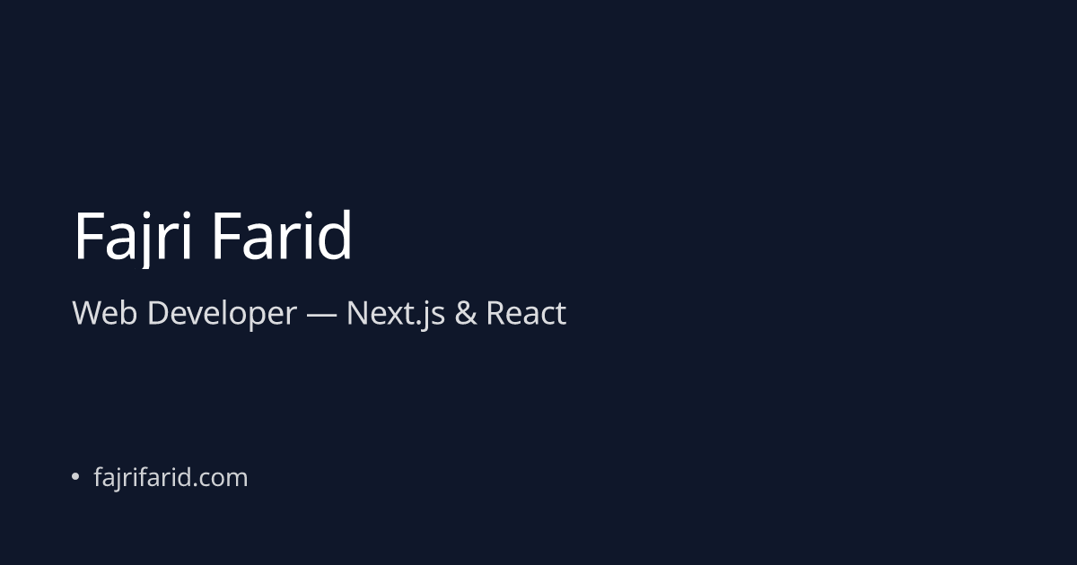 Fajri Farid | Web Developer
